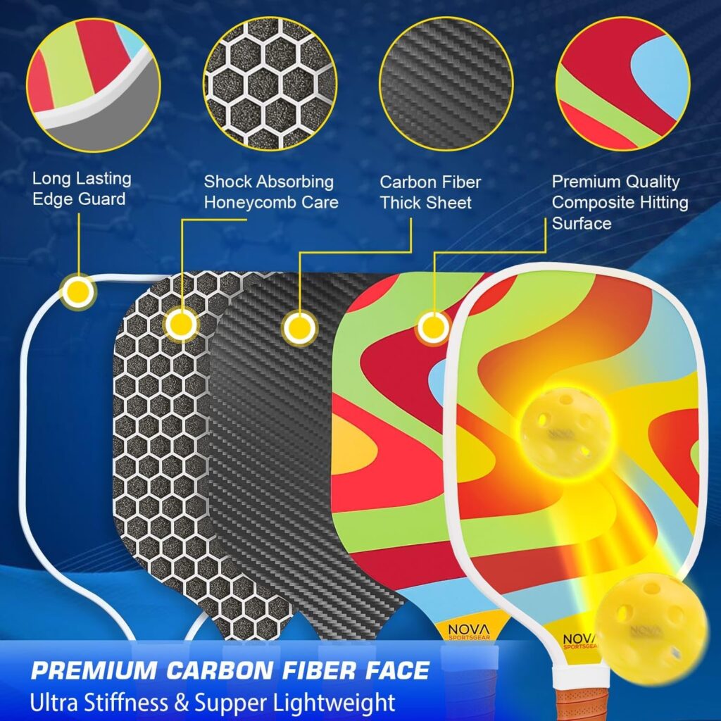 Carbon Fiber Pickleball Paddle Set: Power & Precision | Ultimate Lightweight, Durable - Nova ...